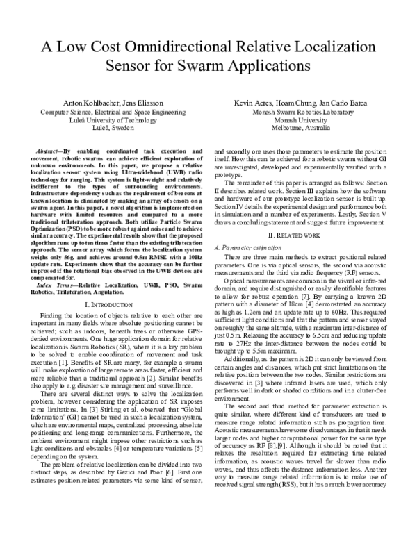 (PDF) A low cost omnidirectional relative localization sensor for swarm applications