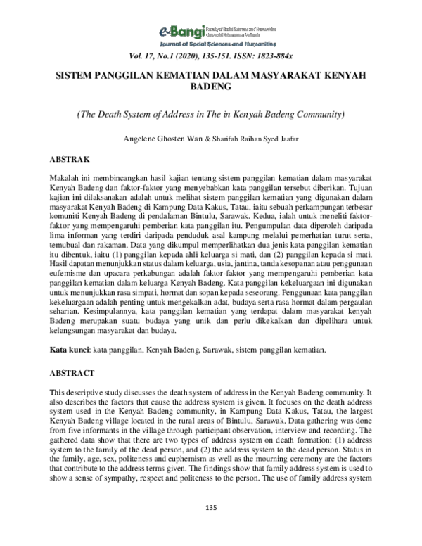 (PDF) Sistem panggilan kematian dalam masyarakat Kenyah Badeng