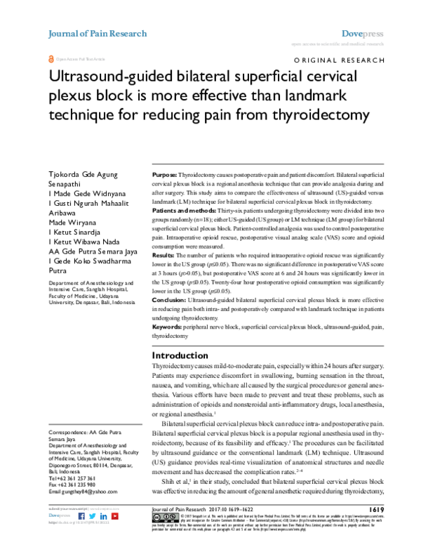 (PDF) Ultrasound-guided bilateral superficial cervical plexus block for ...