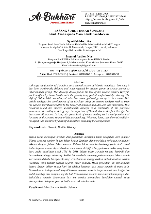 (PDF) Pasang Surut Inkar Sunnah