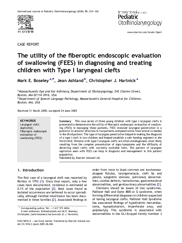 (PDF) The utility of the fiberoptic endoscopic evaluation of swallowing ...