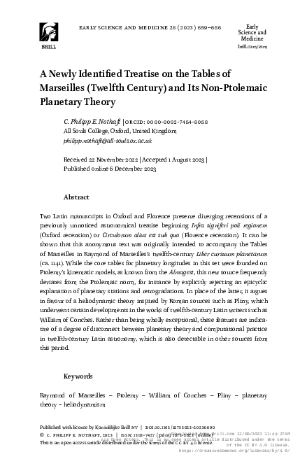 (PDF) A Newly Identified Treatise on the Tables of Marseilles (Twelfth ...