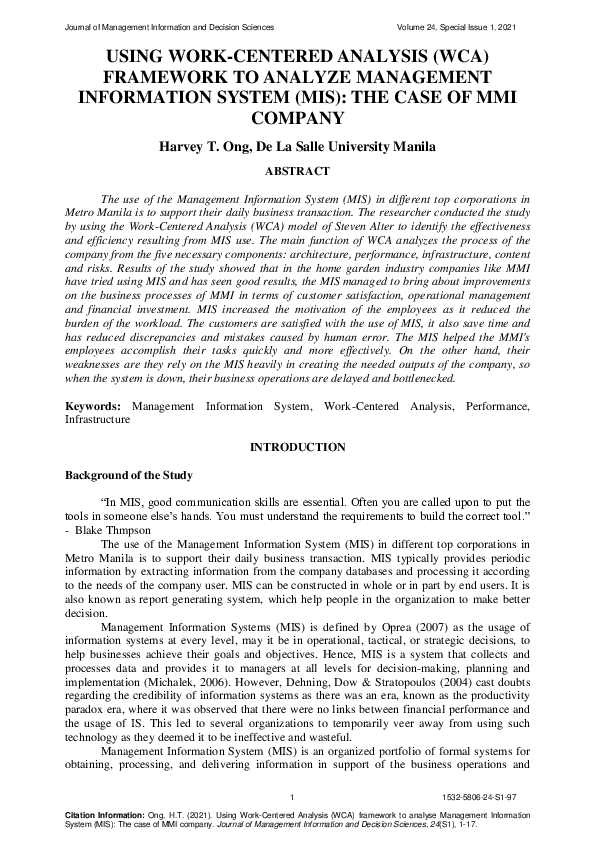 (PDF) Using Work-centered Analysis (WCA) Framework to Analyze ...