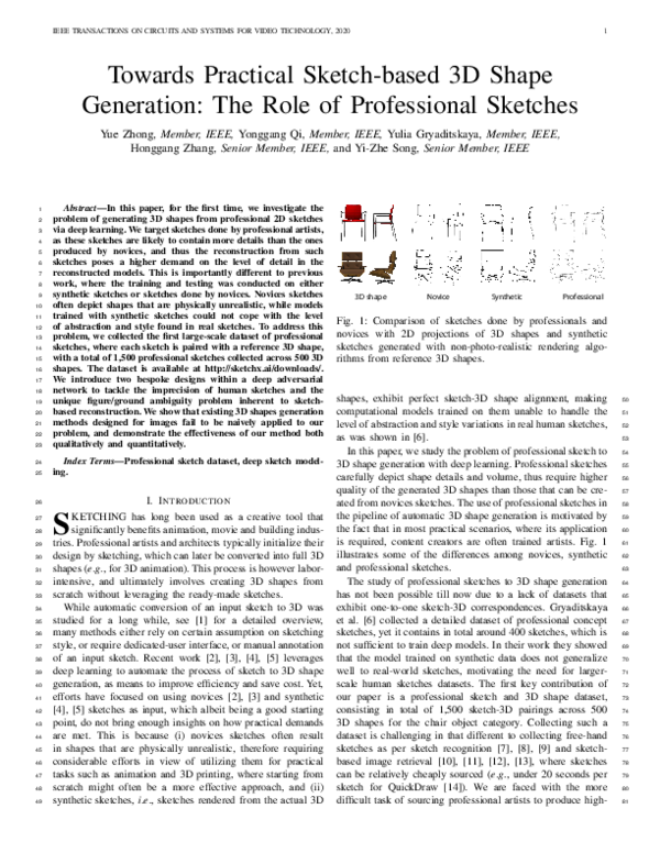 (PDF) Towards Practical Sketch-Based 3D Shape Generation: The Role of ...