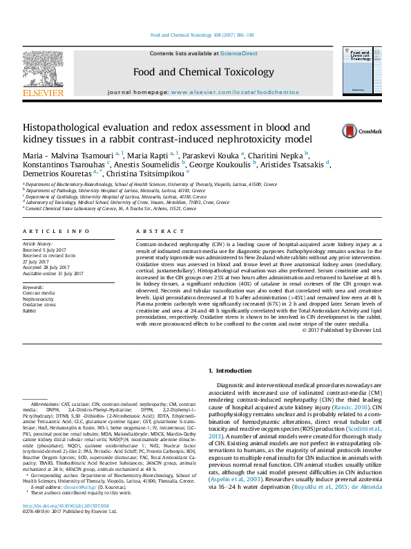 (PDF) Histopathological evaluation and redox assessment in blood and ...