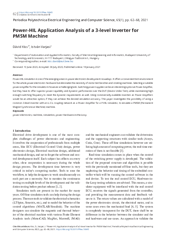 (PDF) Power-HIL Application Analysis of a 3-level Inverter for PMSM Machine