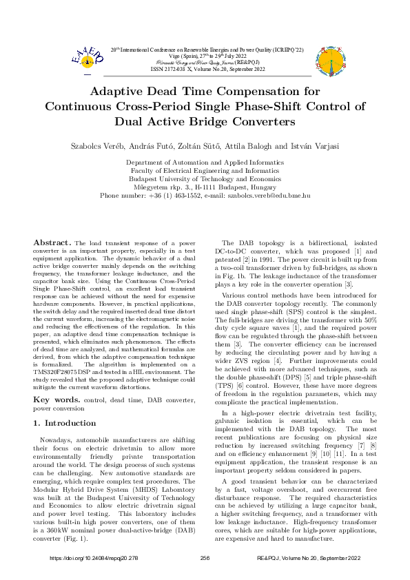 (PDF) Adaptive Dead Time Compensation for Continuous Cross-Period Single Phase Shift Control of ...