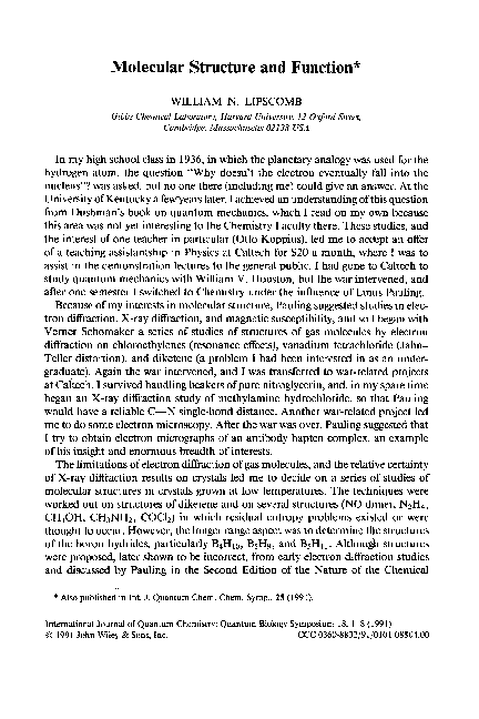 (PDF) Molecular Structure and Function