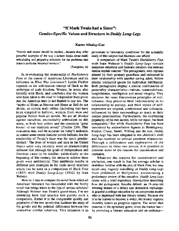 (PDF) If Mark Twain had a Sister": Gender-Specific Values and Structure ...