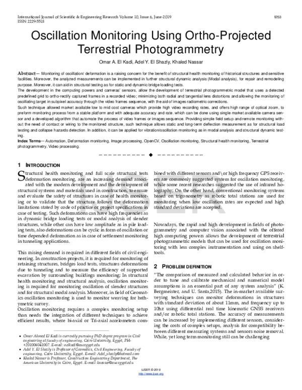 (PDF) Oscillation Monitoring Using Ortho-Projected Terrestrial ...