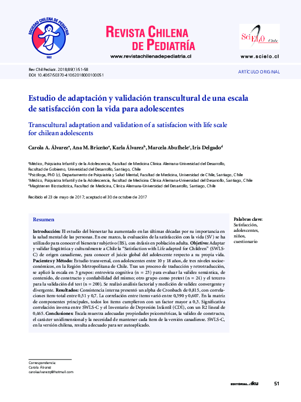 (PDF) Estudio de adaptación y validación transcultural de una escala de satisfacción con la vida ...