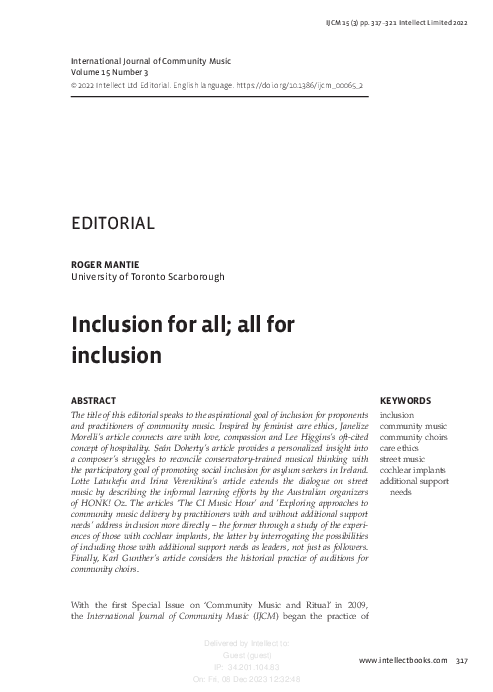 (PDF) Inclusion for all; all for inclusion