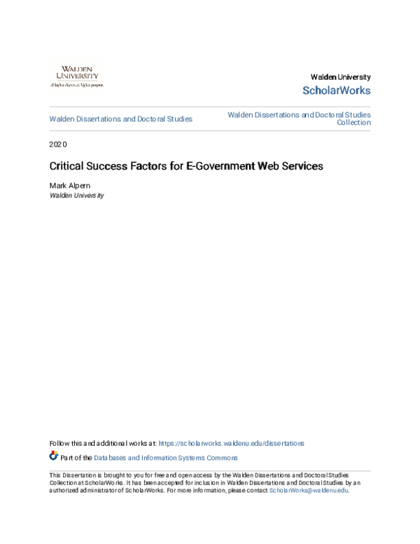 (PDF) Critical Success Factors for E-Government Web Services | Mark ...