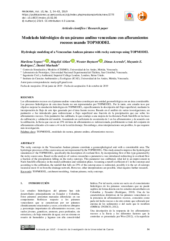 (PDF) Modelado hidrológico de un páramo andino venezolano con ...