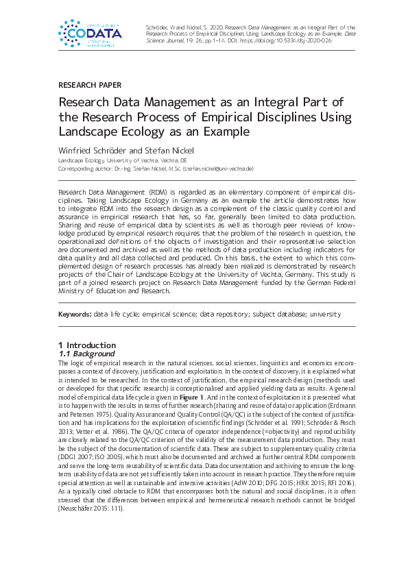 (PDF) Research Data Management as an Integral Part of the Research ...
