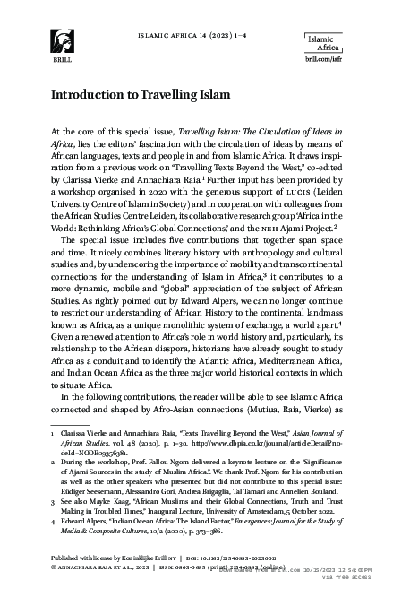 (PDF) Introduction to Travelling Islam