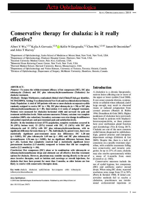(PDF) Conservative therapy for chalazia: is it really effective?