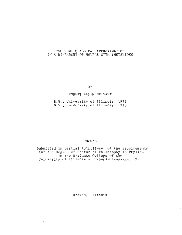 (PDF) The Semi-Classical Approximation in a Hierarchy of Models with Instantons | Robert Neinast ...