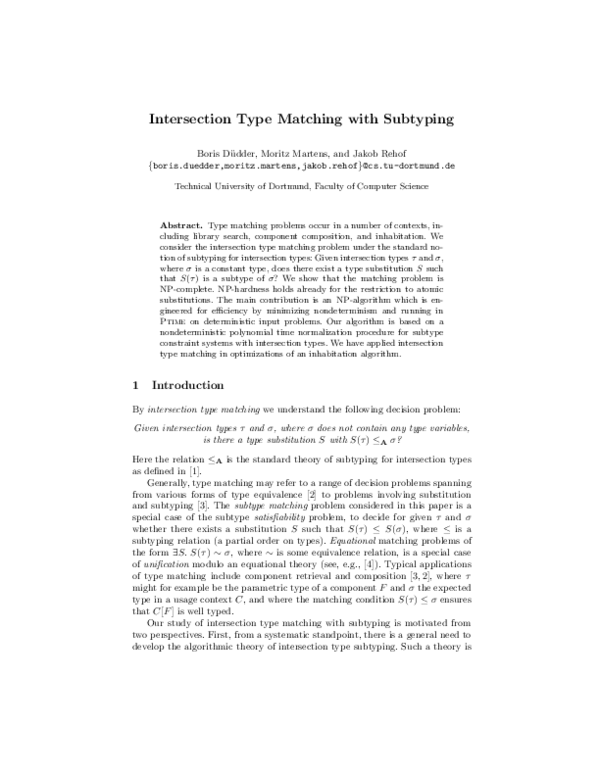(PDF) Intersection Type Matching with Subtyping
