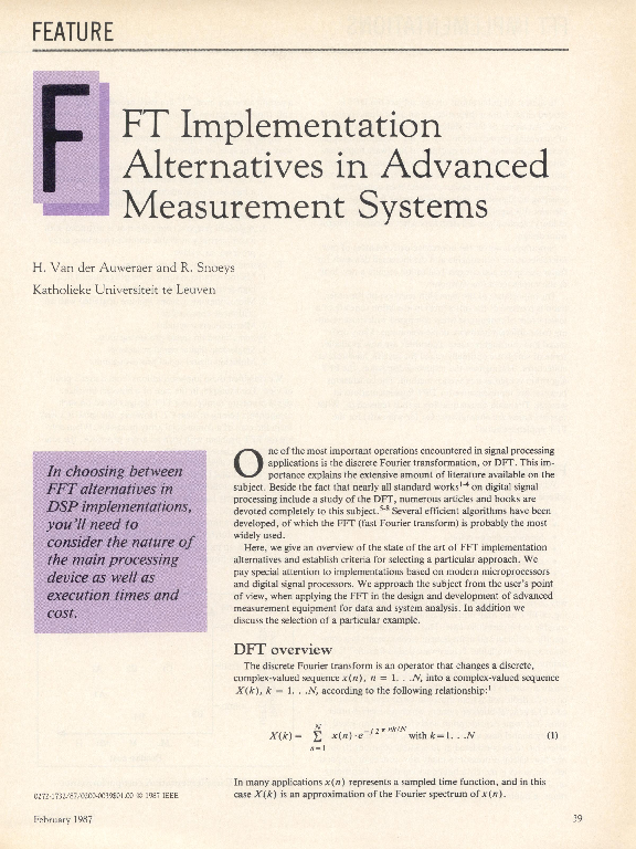 (PDF) FFT Implementation Alternatives in Advanced Measurement Systems