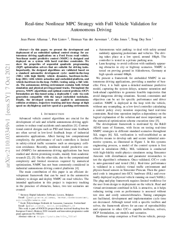 (PDF) Real-time Nonlinear MPC Strategy with Full Vehicle Validation for ...