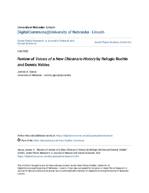 (PDF) Review of Voices of a New Chicana/o History by Refugio Rochín and ...