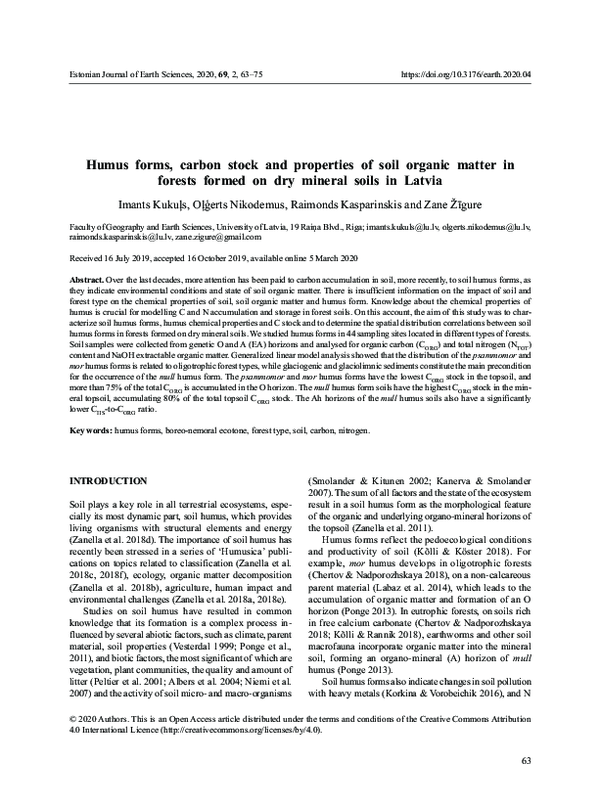 (PDF) Humus forms, carbon stock and properties of soil organic matter ...