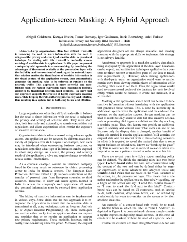 (PDF) Application-Screen Masking: A Hybrid Approach