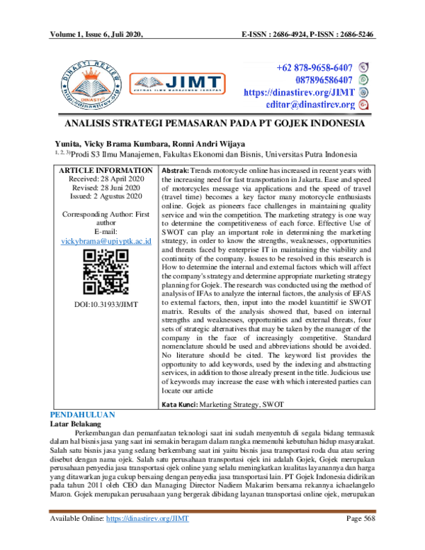 (PDF) Analisis Strategi Pemasaran Pada PT Gojek Indonesia