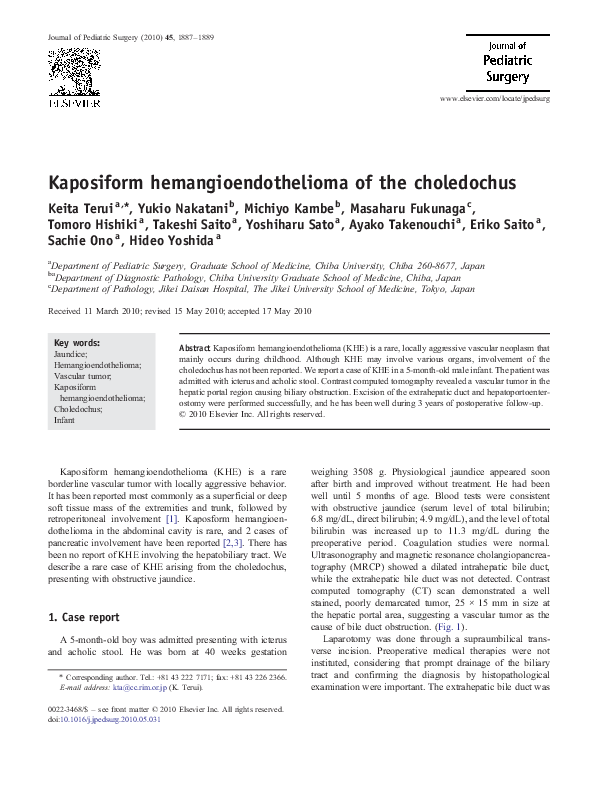 (PDF) Kaposiform hemangioendothelioma of the choledochus