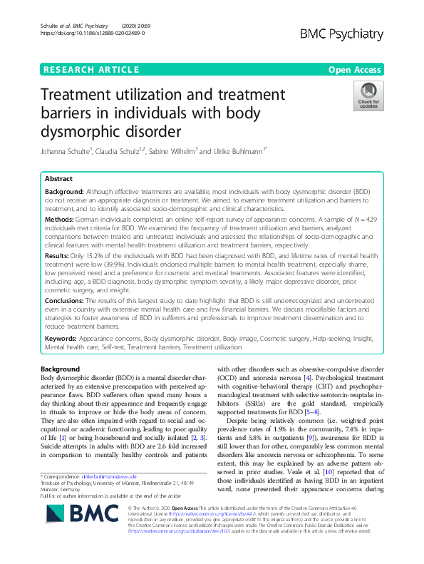 (PDF) Treatment utilization and treatment barriers in individuals with ...