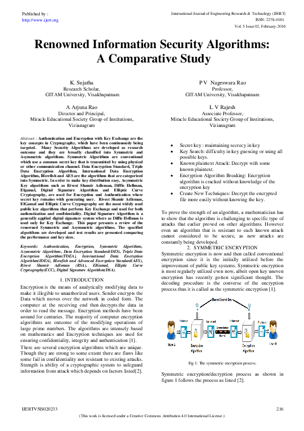 (PDF) Renowned Information Security Algorithms: A Comparative Study