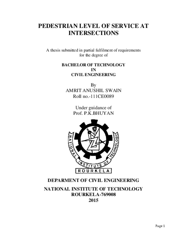 (PDF) Pedestrian Level of Service at Intersections