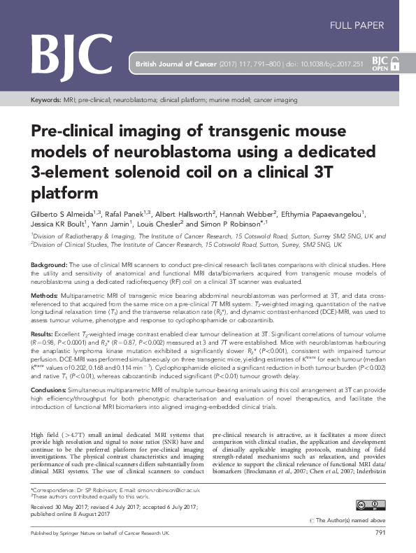 (PDF) Pre-clinical imaging of transgenic mouse models of neuroblastoma ...