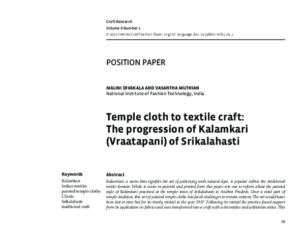 (PDF) Temple cloth to textile craft: The progression of Kalamkari ...