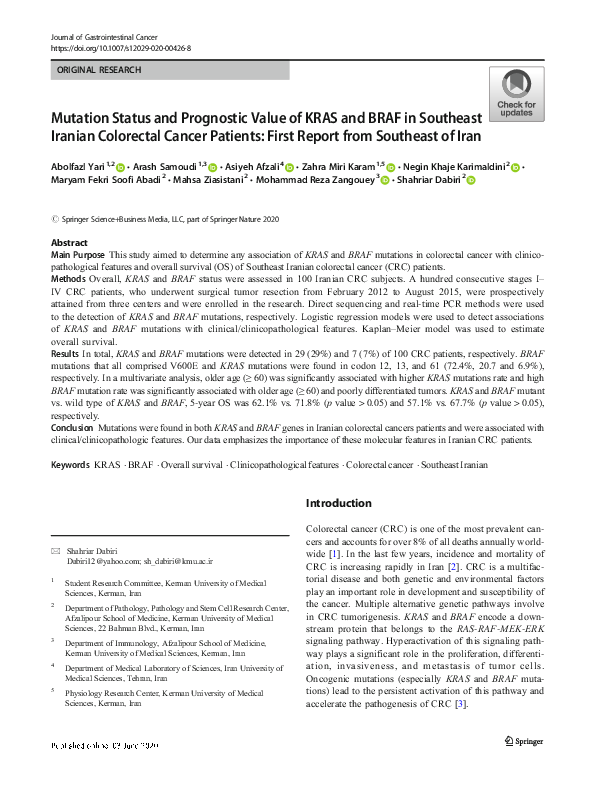 (PDF) Mutation Status and Prognostic Value of KRAS and BRAF in ...
