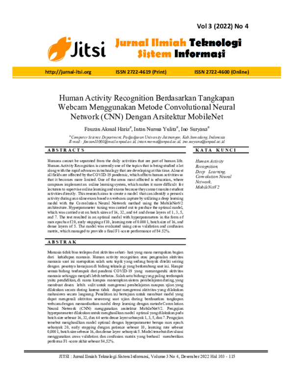 (PDF) Human Activity Recognition Berdasarkan Tangkapan Webcam ... (PDF) Human Activity Recognition Berdasarkan Tangkapan Webcam ...
