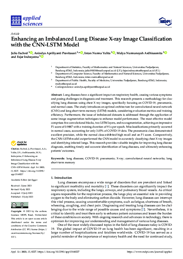 Pdf Enhancing An Imbalanced Lung Disease X Ray Image Classification With The Cnn Lstm Model