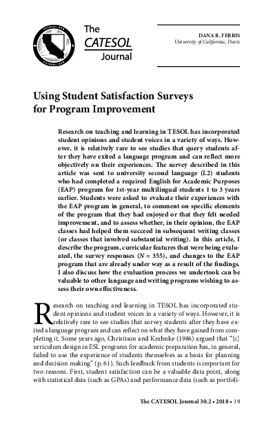 (PDF) Using Student Satisfaction Surveys for Program Improvement