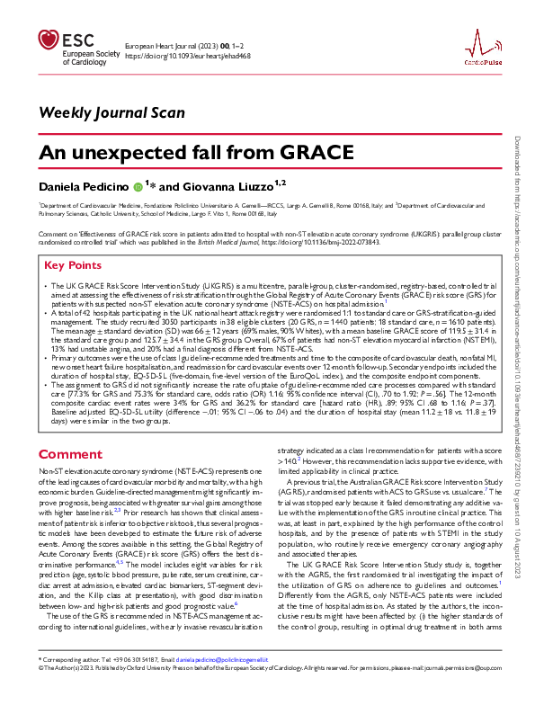 (PDF) An unexpected fall from GRACE