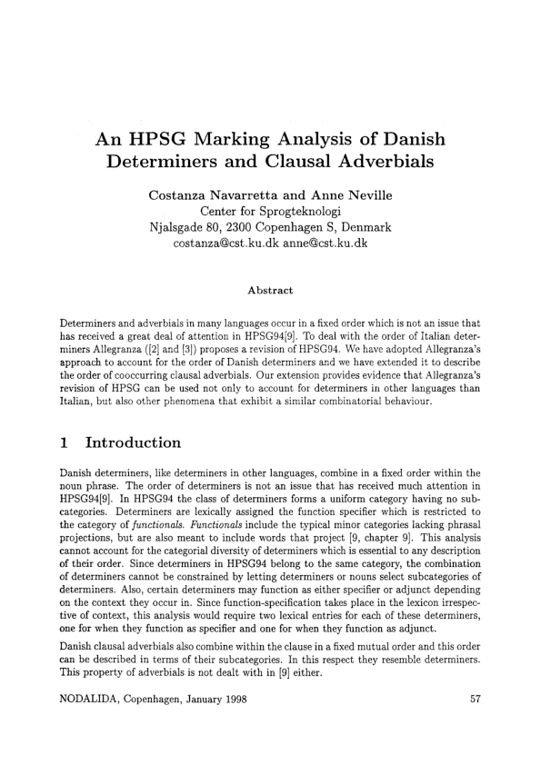 (PDF) An HPSG Marking Analysis of Danish Determiners and Clausal Adverbials | Costanza ...
