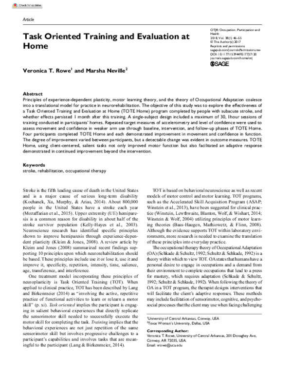 (PDF) Task Oriented Training and Evaluation at Home