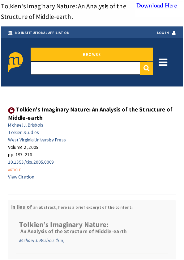 (PDF) Tolkien's Imaginary Nature: An Analysis of the Structure of ...