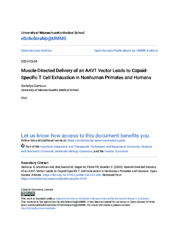 (PDF) Muscle-Directed Delivery of an AAV1 Vector Leads to Capsid ...