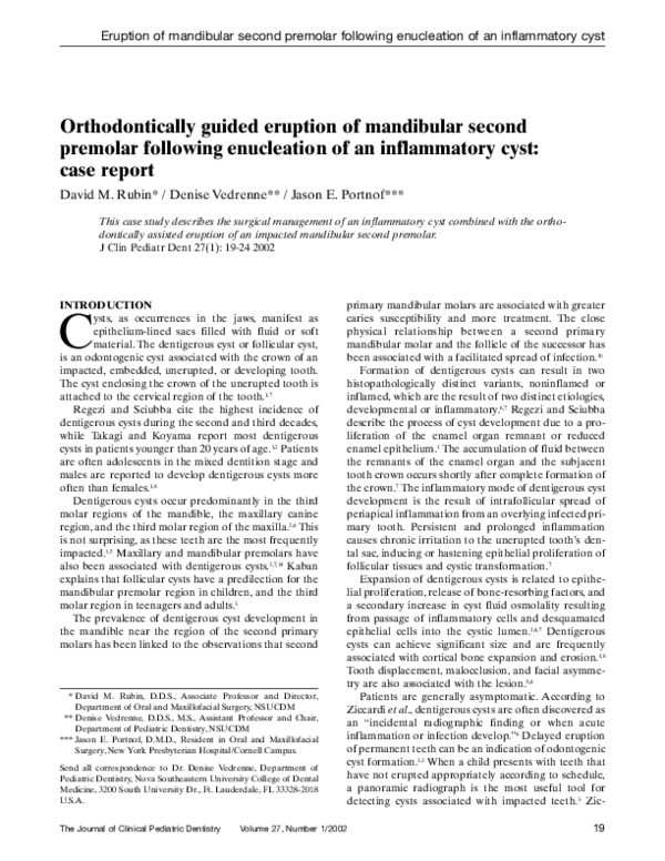 (PDF) Orthodontically guided eruption of mandibular second premolar ...