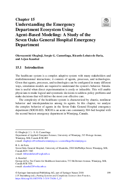 (PDF) Understanding the Emergency Department Ecosystem Using Agent ...