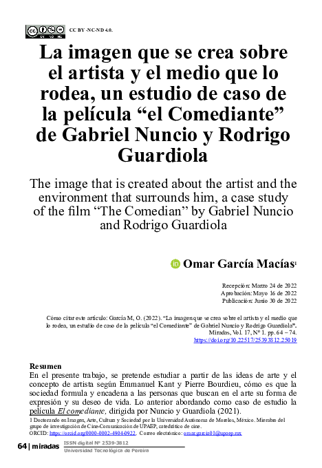 (PDF) La imagen que se crea sobre el artista y el medio que lo rodea ...