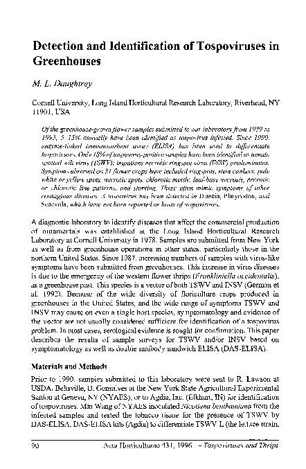 (PDF) Detection and Identification of Tospoviruses in Greenhouses