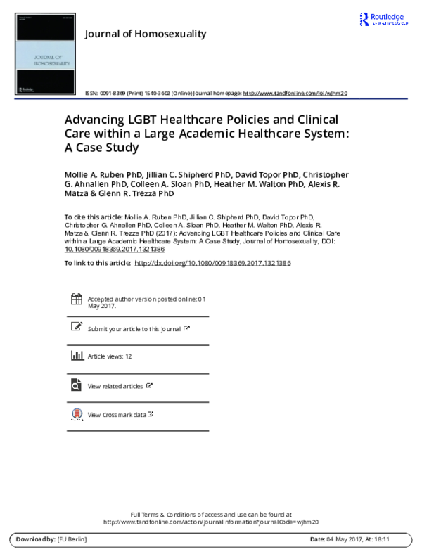 (PDF) Advancing LGBT Health Care Policies and Clinical Care Within a ...