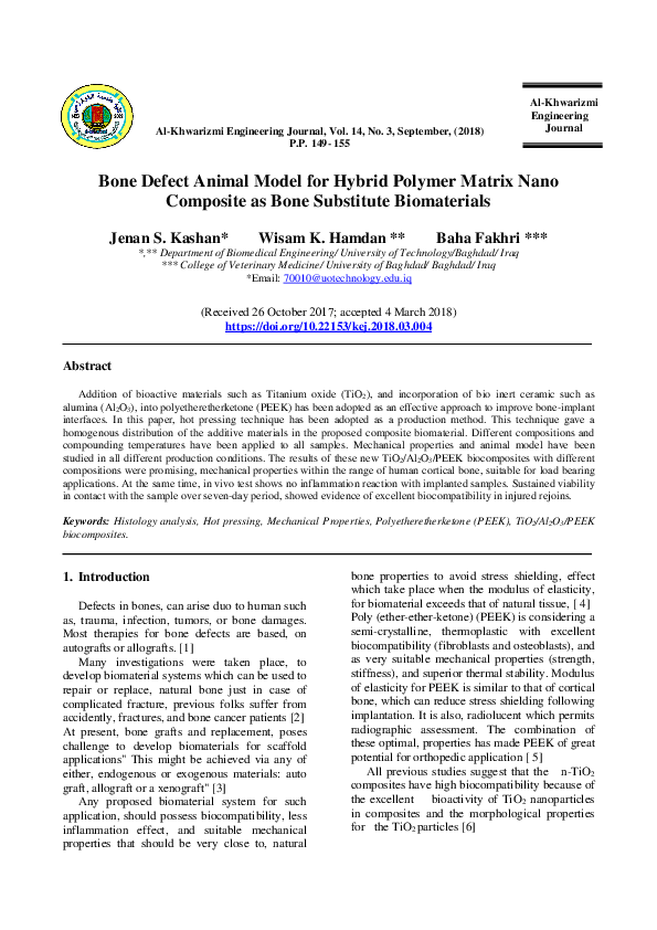 (PDF) Bone Defect Animal Model for Hybrid Polymer Matrix Nano Composite ...